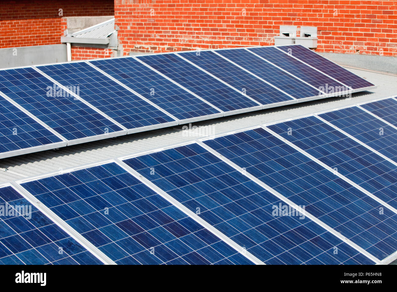 Solar panels on the roof of the Super AIG Supermarket, on Glenfriies ...