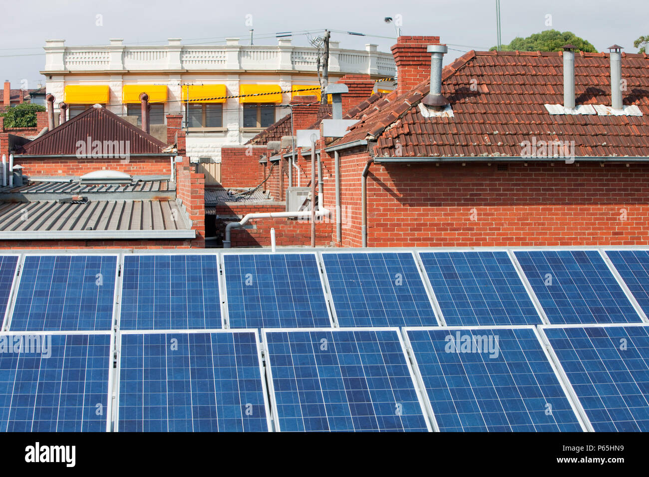 Solar panels on the roof of the Super AIG Supermarket, on Glenfriies ...