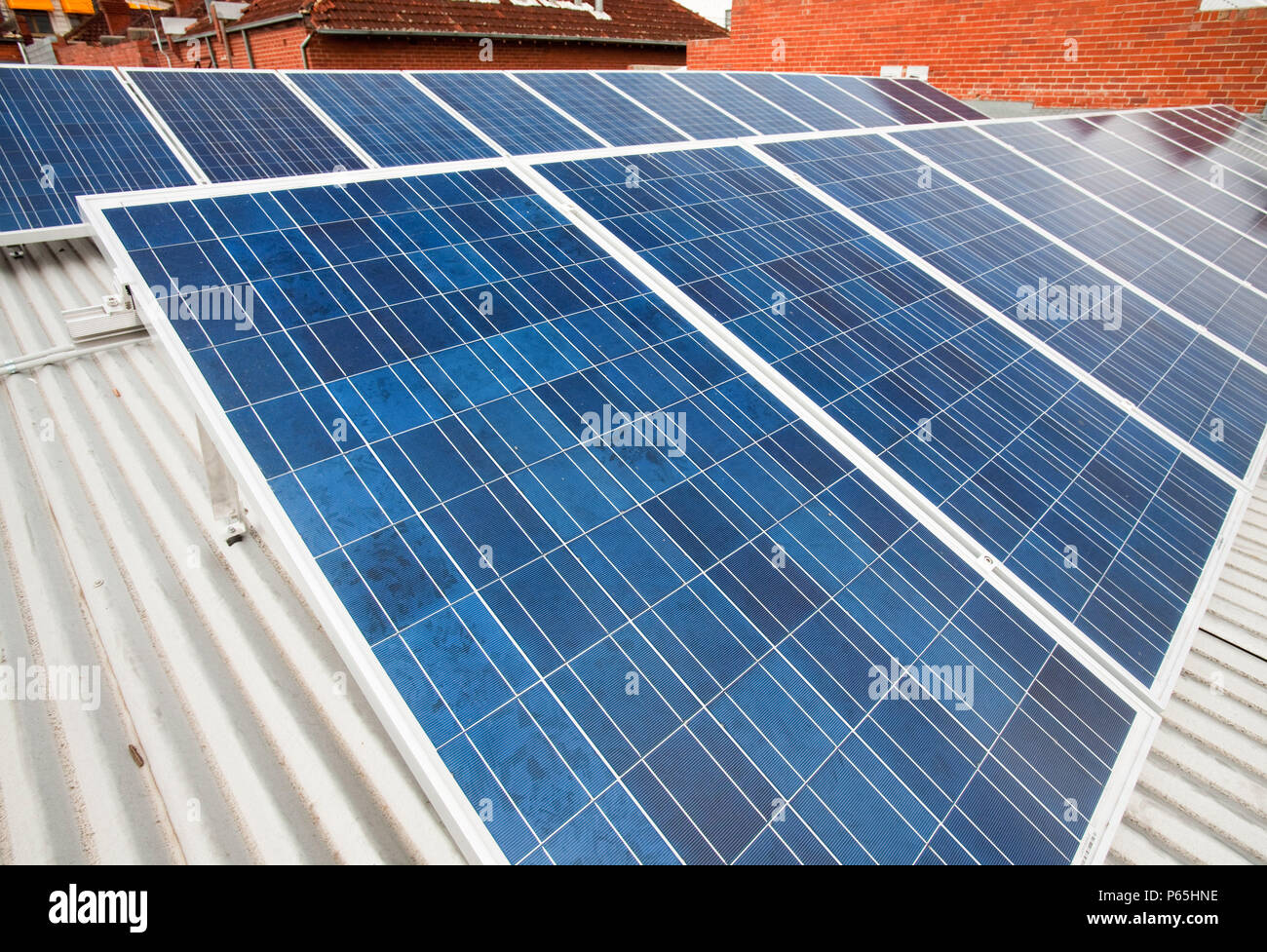 Solar panels on the roof of the Super AIG Supermarket, on Glenferries ...