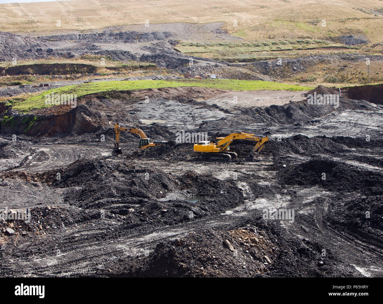 The Glentaggart open cast coal mine in Lanarkshire, Scotland, UK. As ...