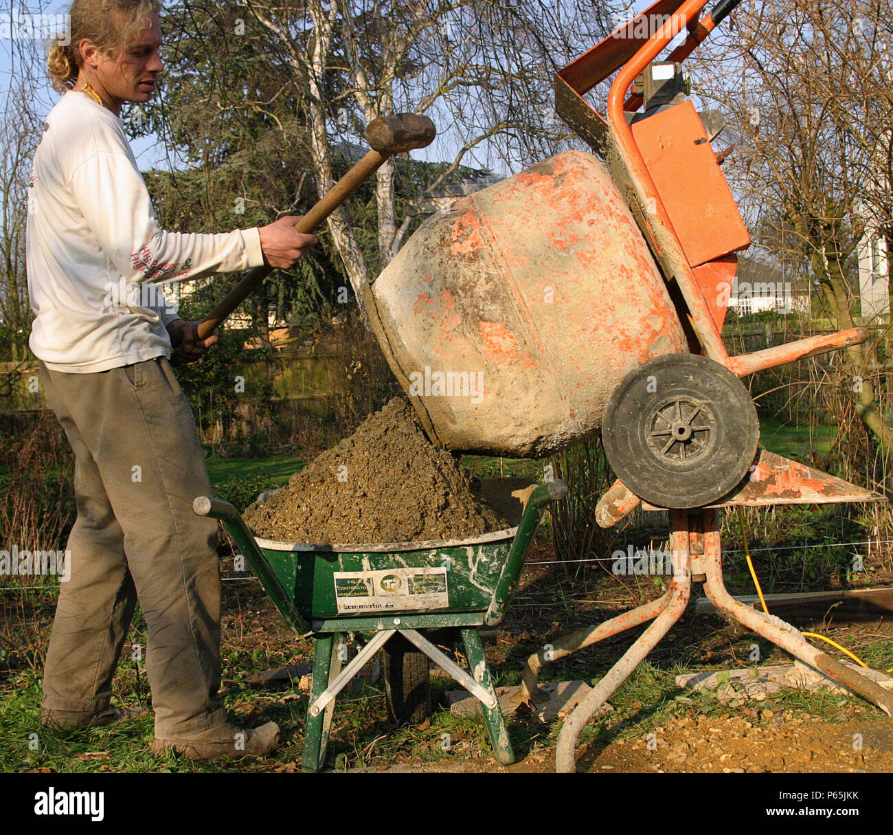 Man Making Cement Stock Photo - Alamy