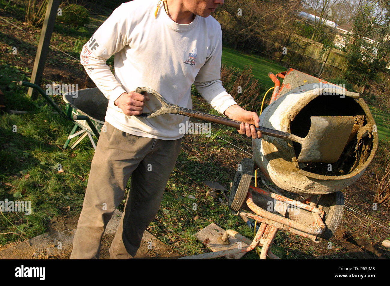 Man Making Cement Stock Photo - Alamy