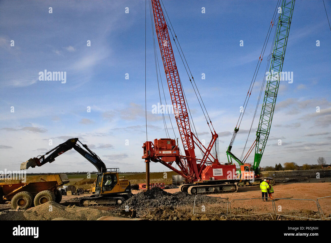 Groundworks in progress with piling rig Stock Photo - Alamy