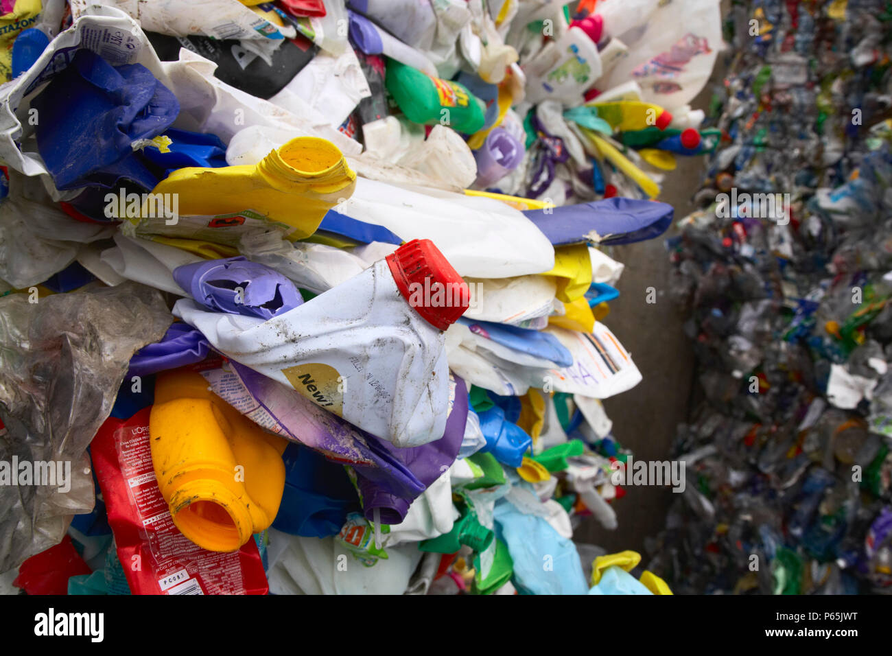Compacted plastic recycling Stock Photo - Alamy