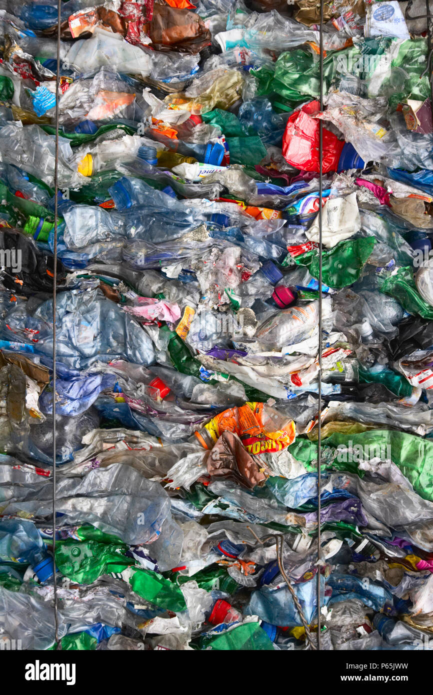 Compacted plastic recycling Stock Photo - Alamy