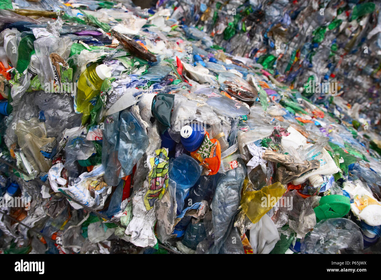 Compacted plastic recycling Stock Photo - Alamy