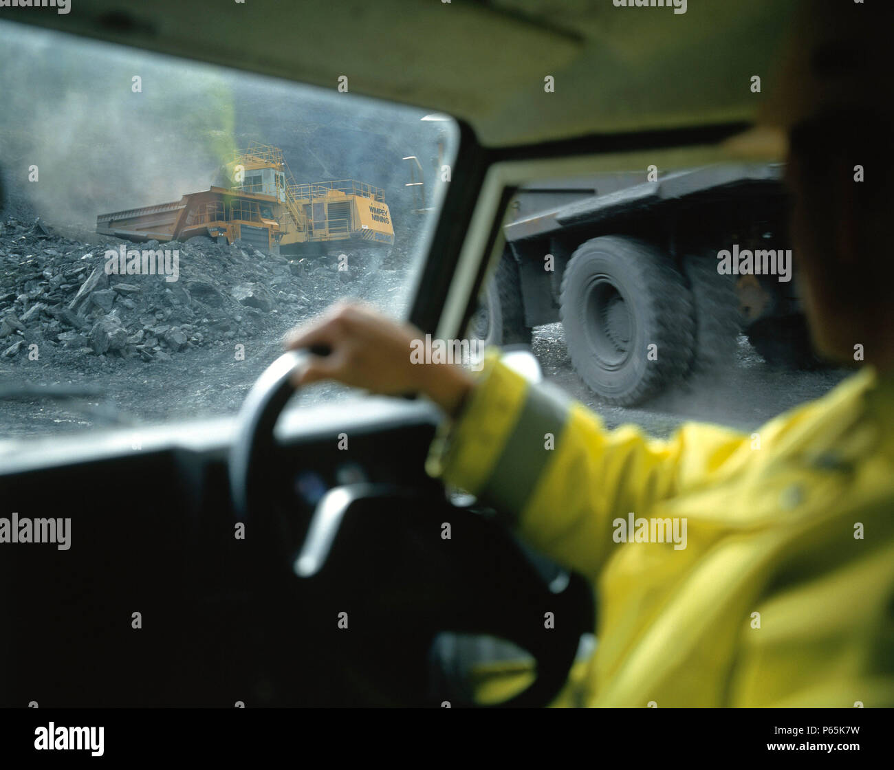 Security vehicle, Open-cast coal mine, UK Stock Photo - Alamy