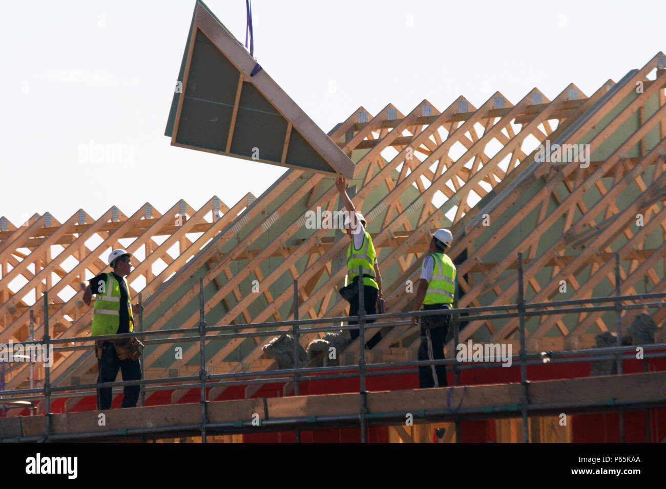 Prefabricated roof trusses hi-res stock photography and images - Alamy