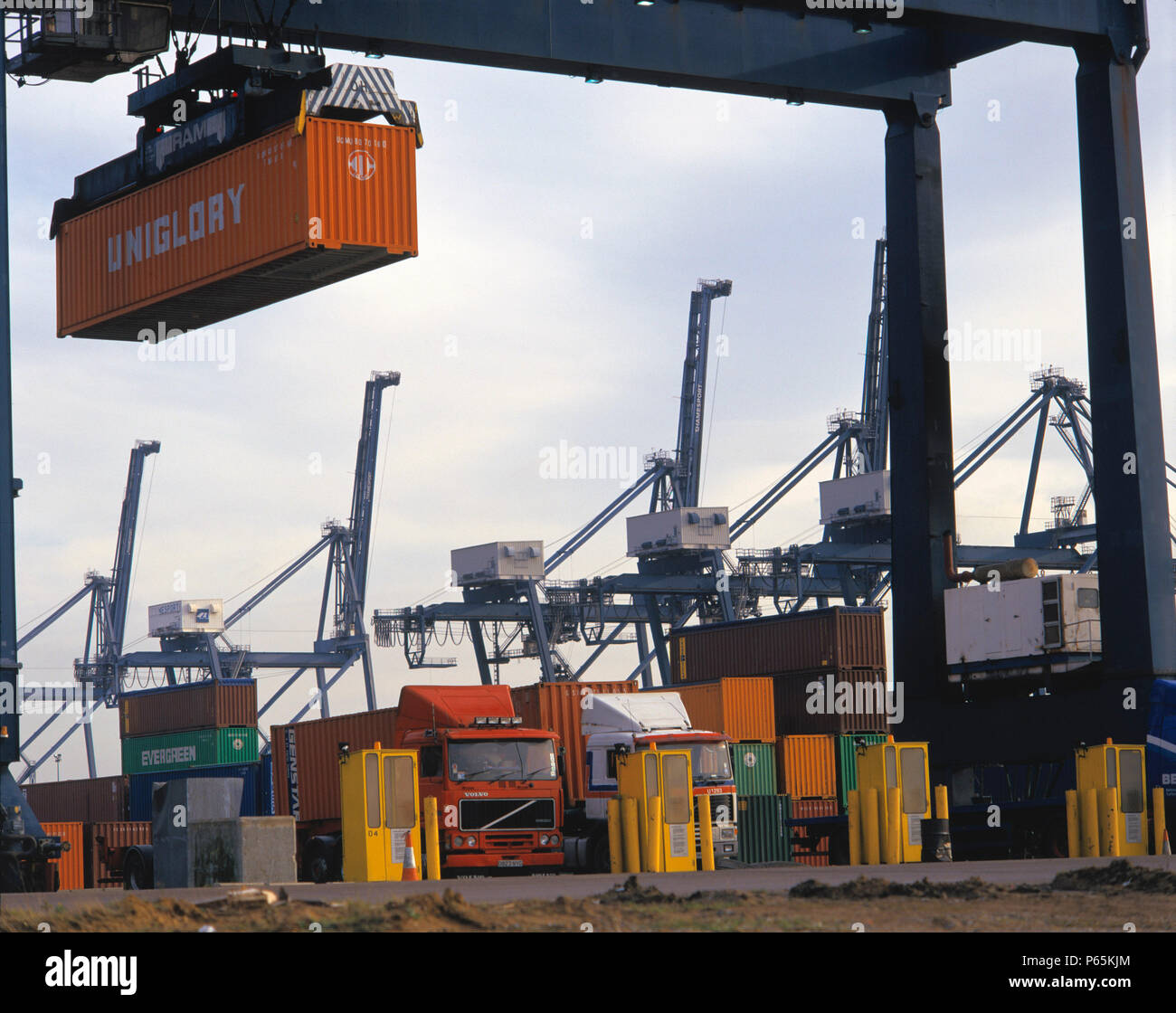 Loading containers, Kent, England. UK Stock Photo - Alamy