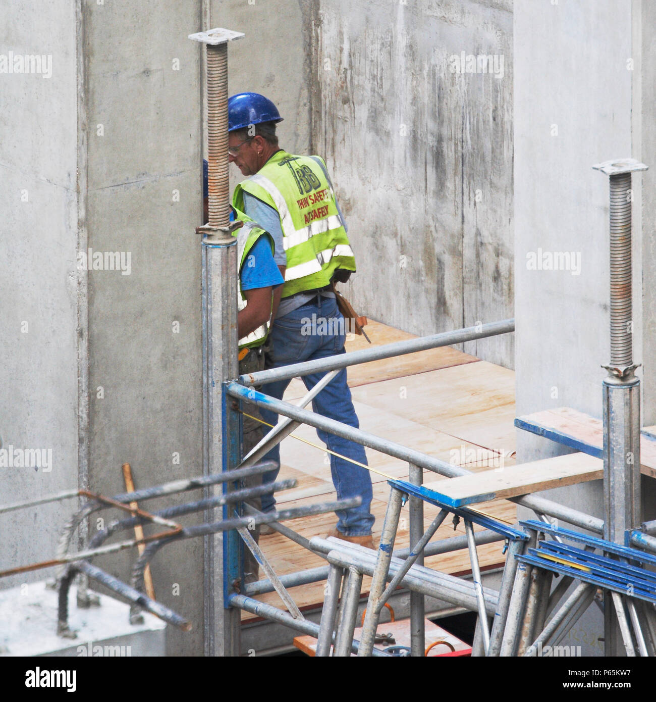 Construction worker on construction site, City of London, UK Stock ...
