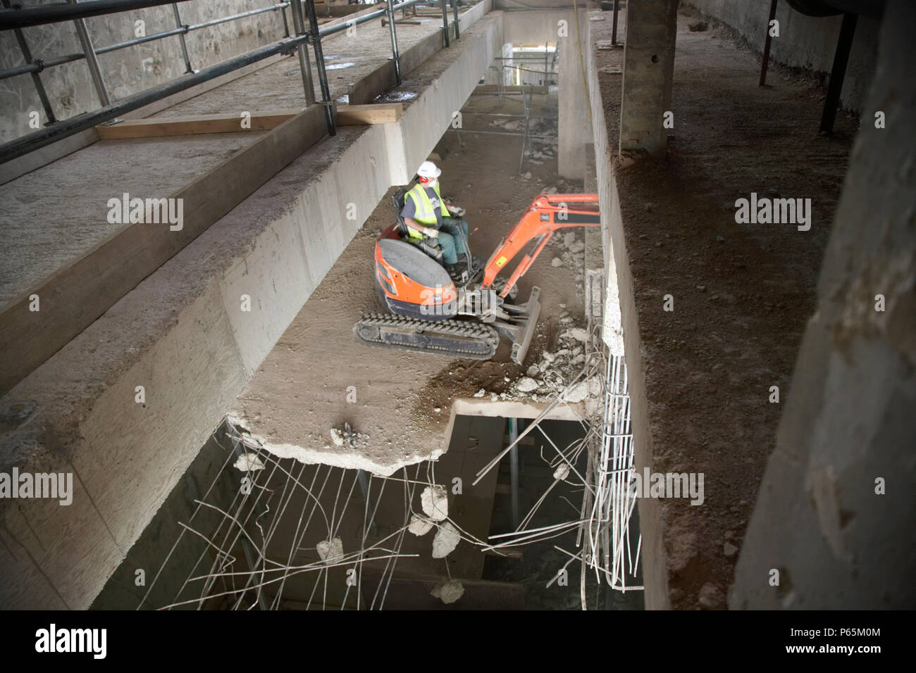 Caterpillar vehicle during demolition of former stock exchange, London ...