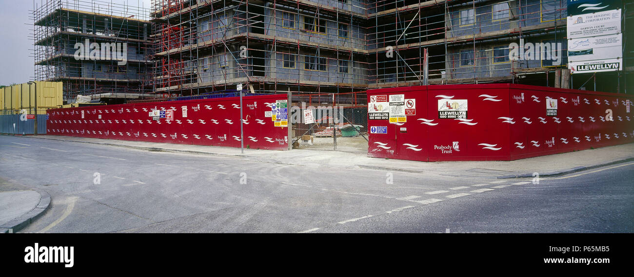 Hoardings around construction site. Peckham regeneration, London ...