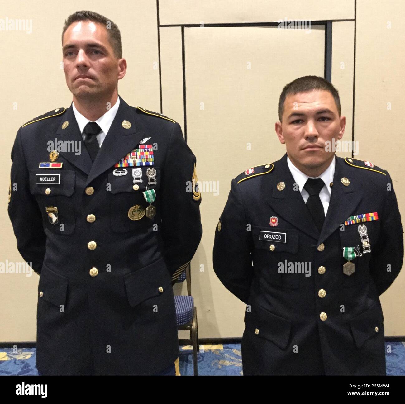 (L-R) Sgt. 1st Class Joshua Moeller, representing the 108th Training ...
