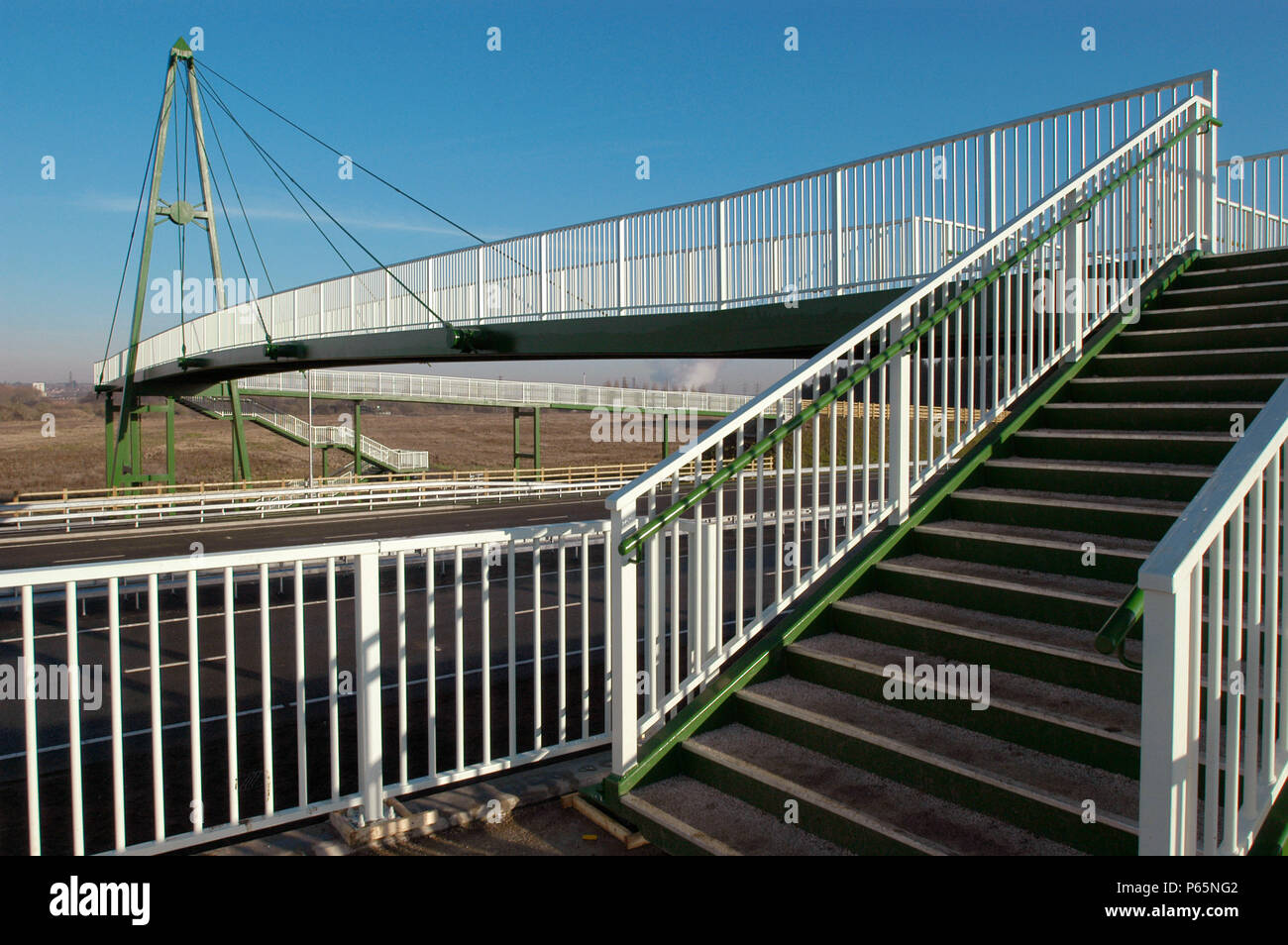 Footbridge over a trunk road Stock Photo - Alamy