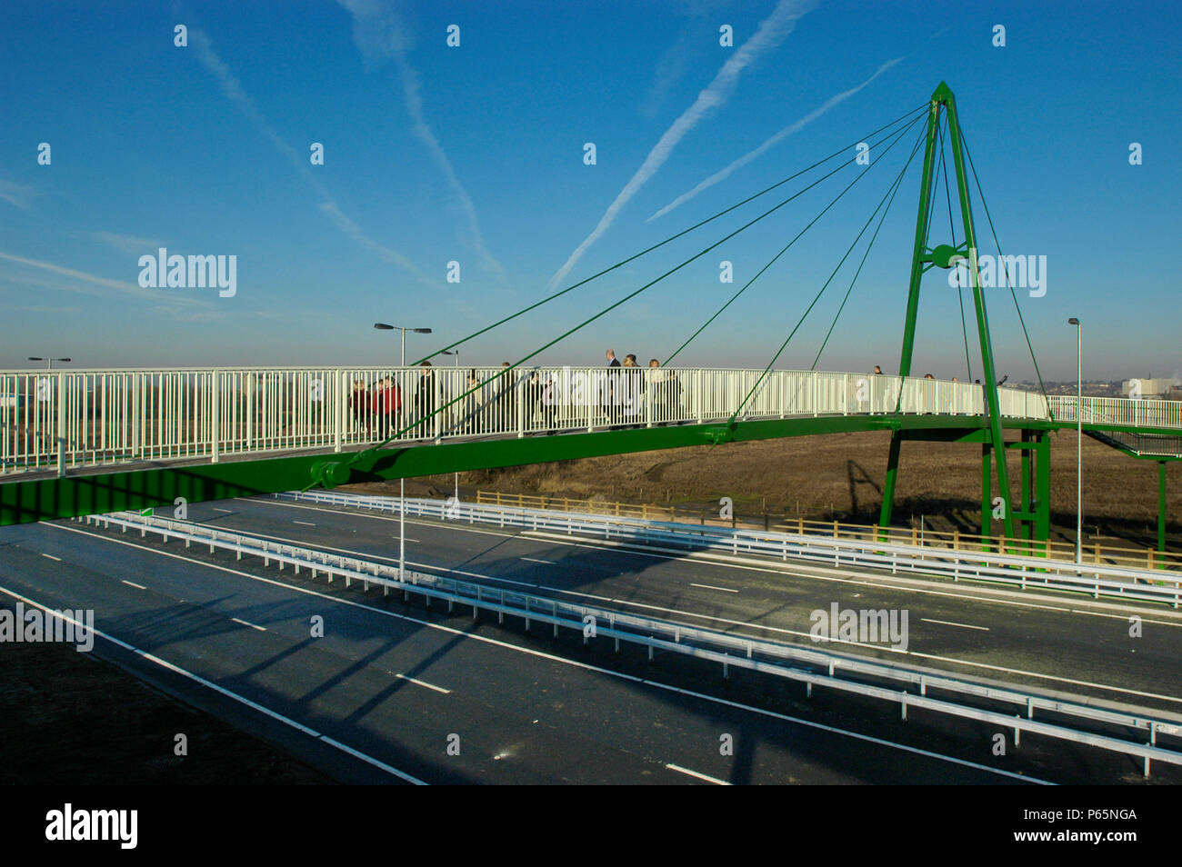 Footbridge over a trunk road Stock Photo - Alamy