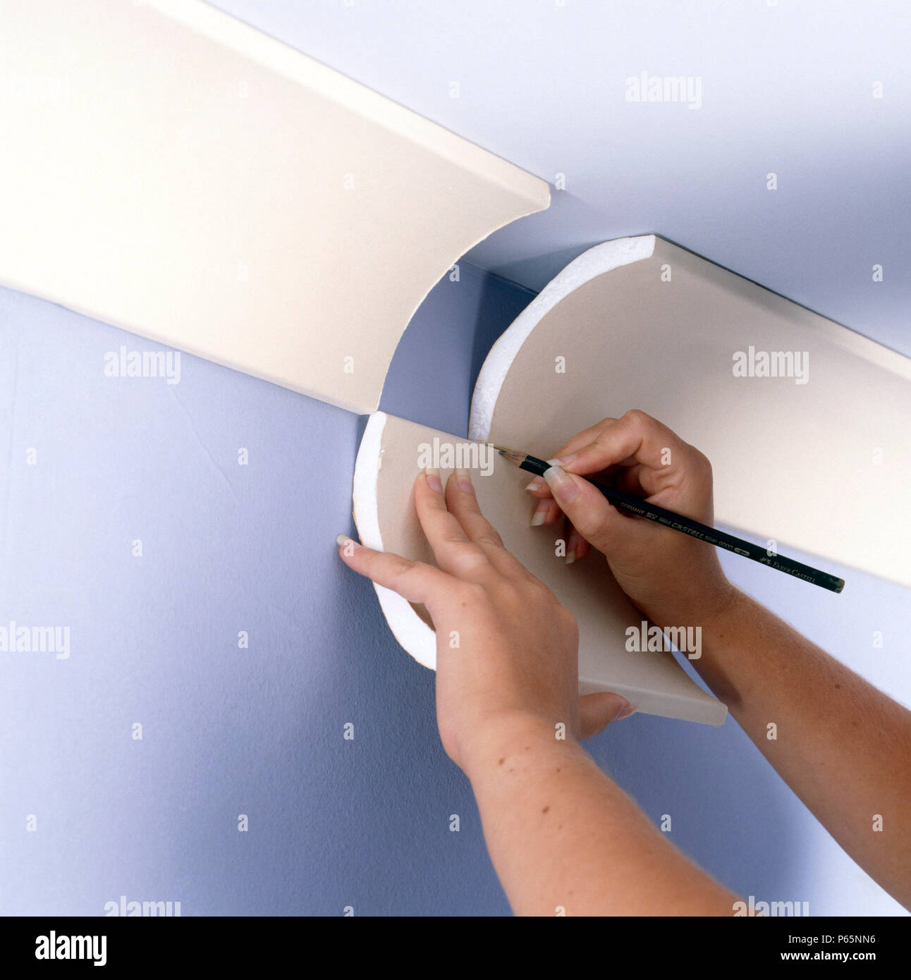 Coving with Precast plaster cornices Stock Photo - Alamy