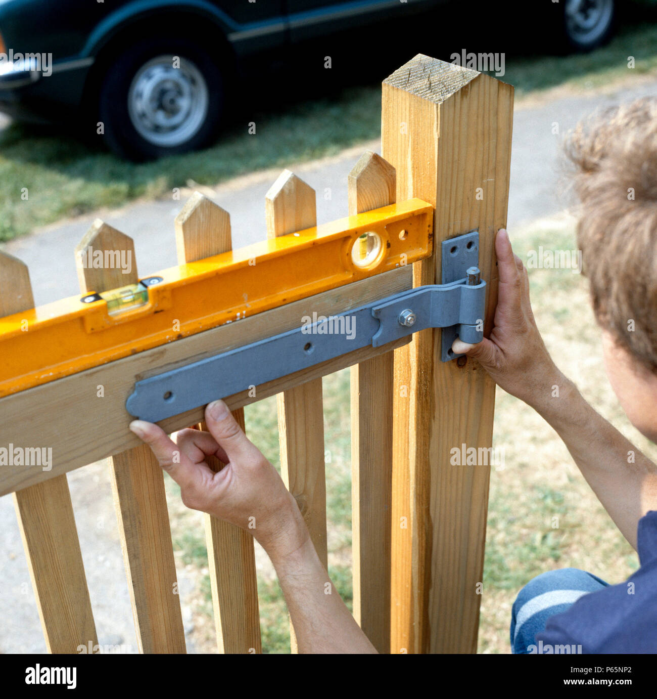 Front gate installation Stock Photo - Alamy