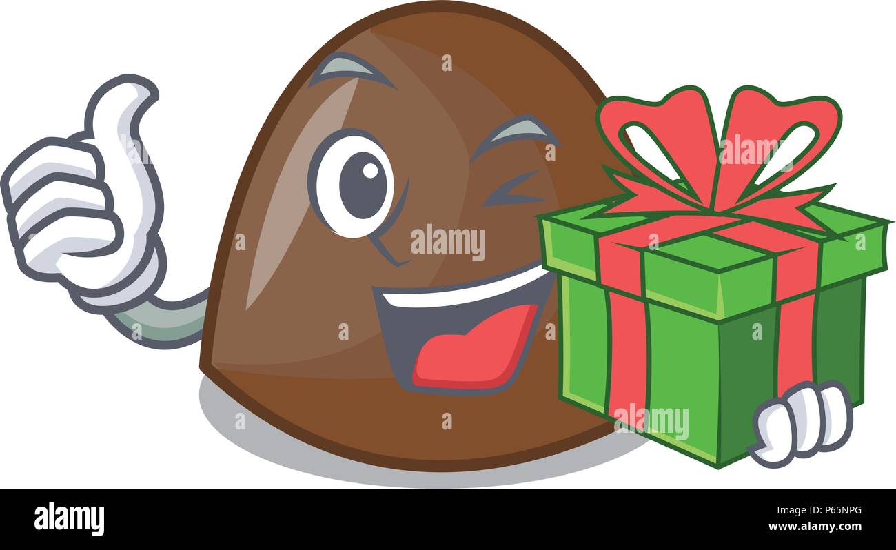 With gift chocolate candies mascot cartoon Stock Vector Image & Art - Alamy