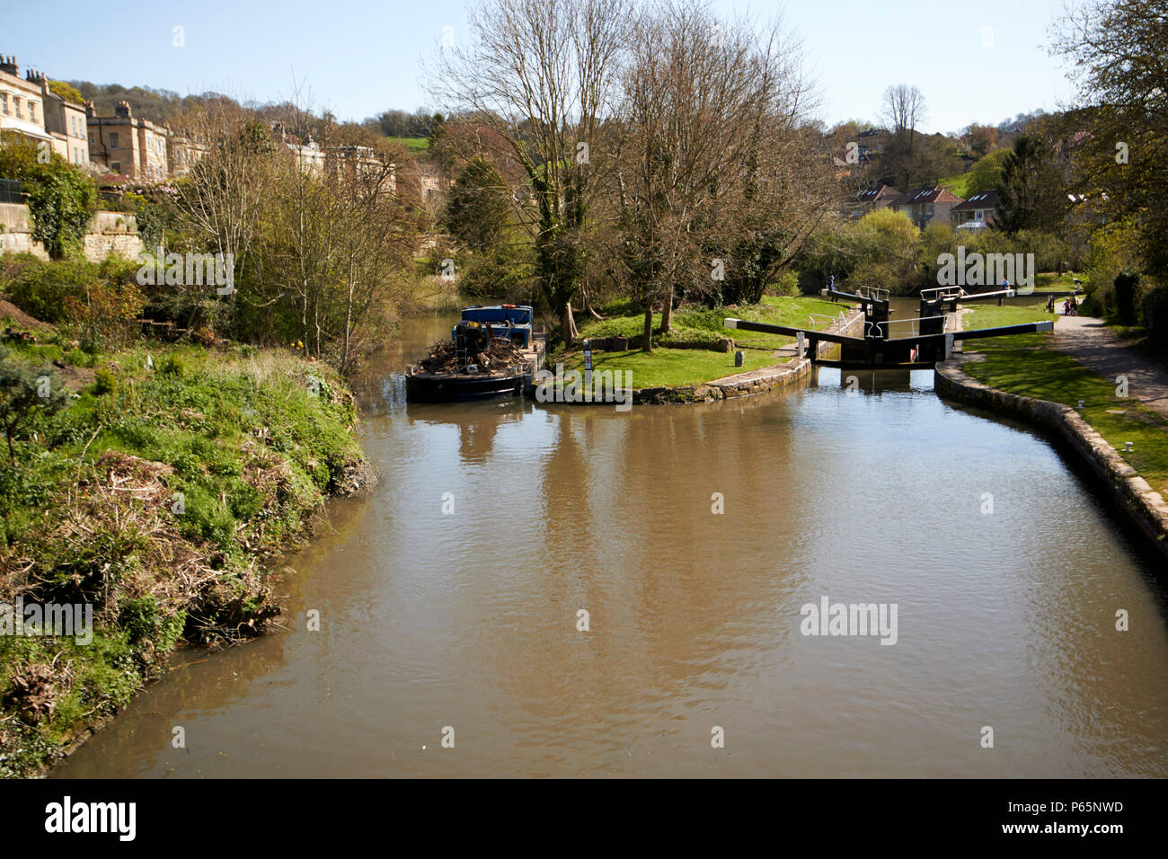 number 12 lock and waiting area on the Kennet and Avon Canal Bath ...