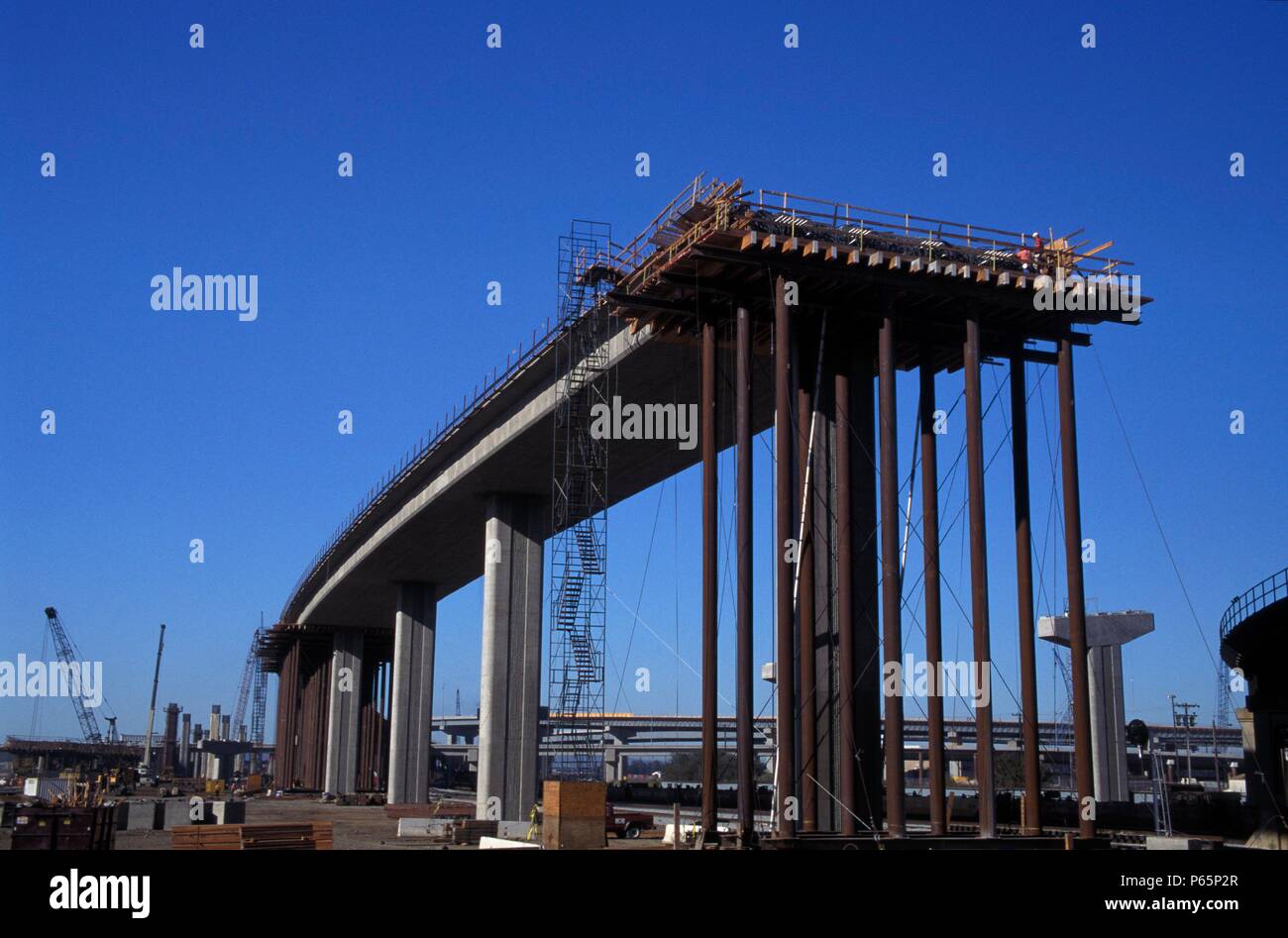 Freeway bridge under construction showing falsework Stock Photo - Alamy