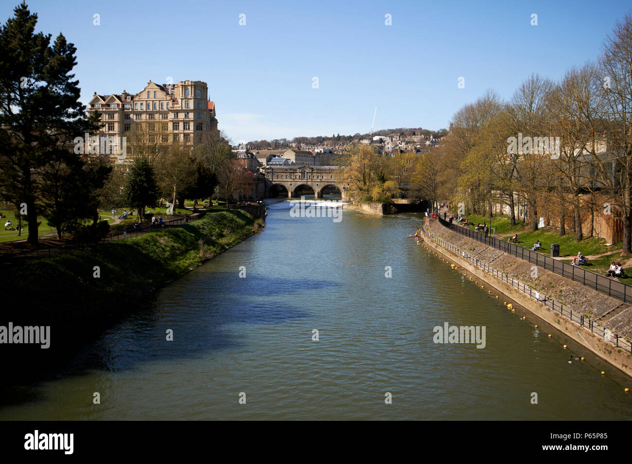 The river avon flowing through Bath as viewed from the north parade ...