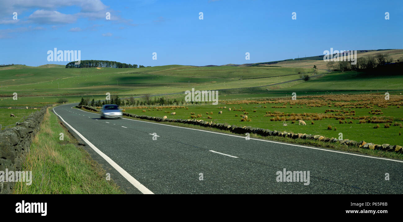 Trunk road in Northumberland, England, UK Stock Photo - Alamy