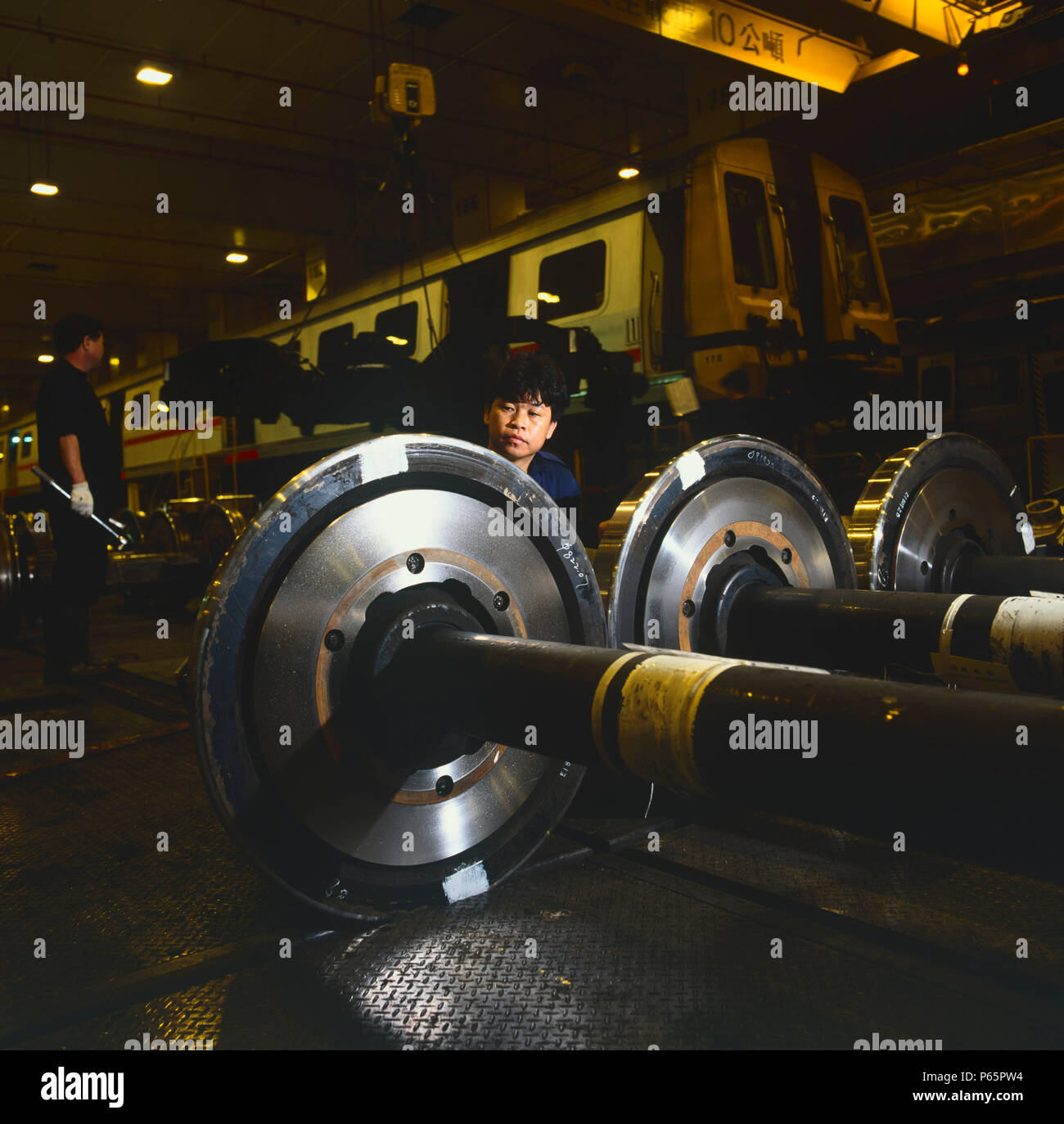 Railway carriage manufacturing of wheels, Hong Kong, China Stock Photo ...