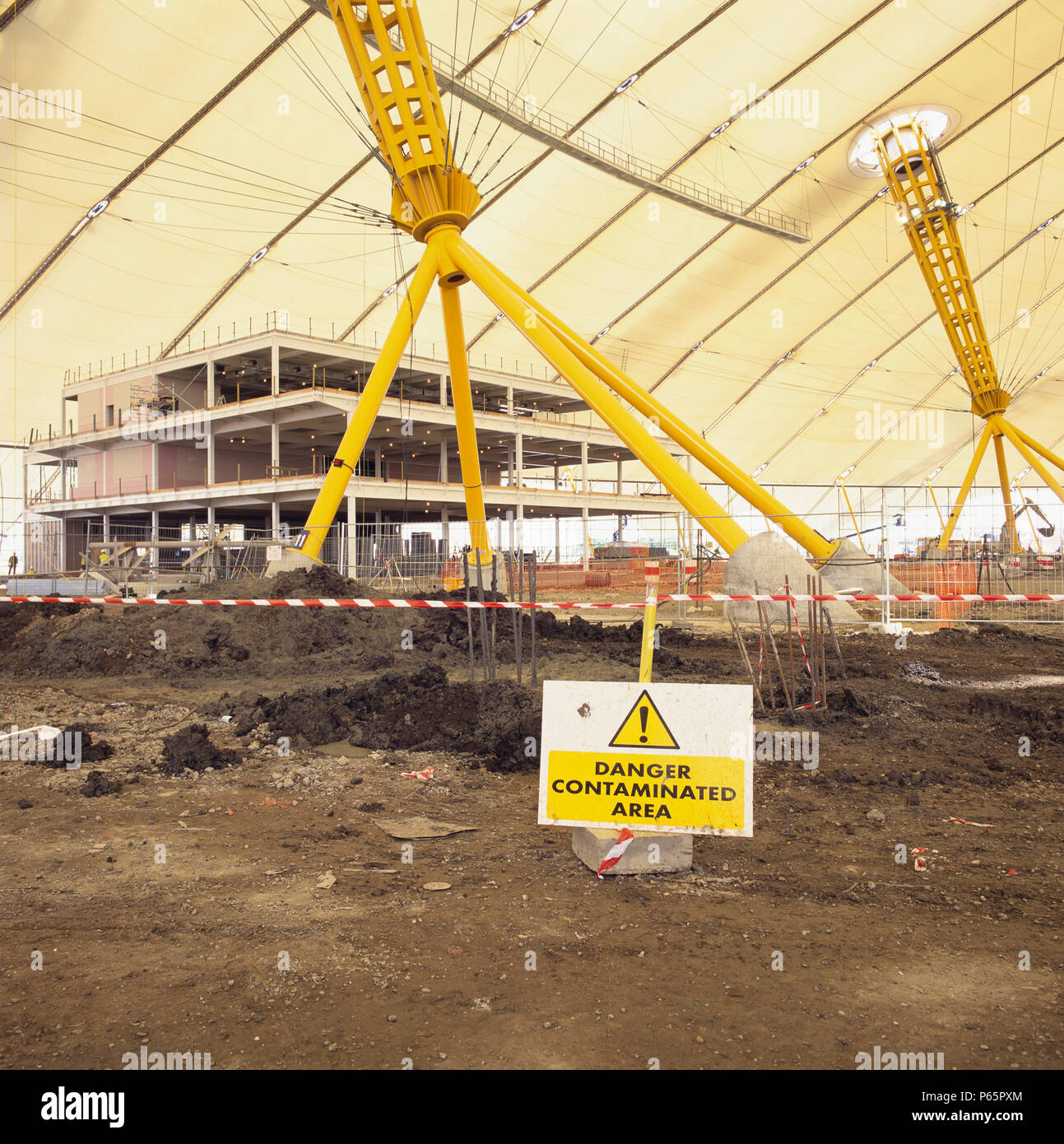 Construction of Millennium Dome, Greenwich, London, UK, interior Stock ...