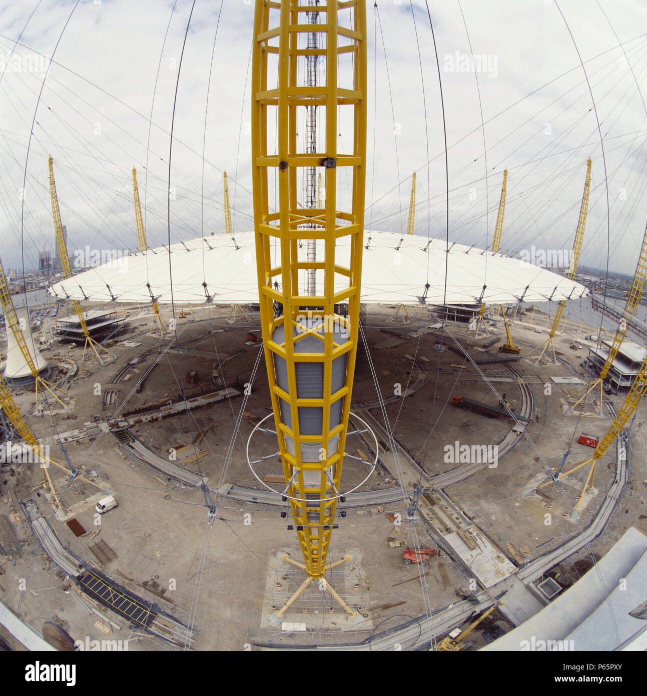 Construction of Millennium Dome roof, Greenwich, London, UK Stock Photo ...