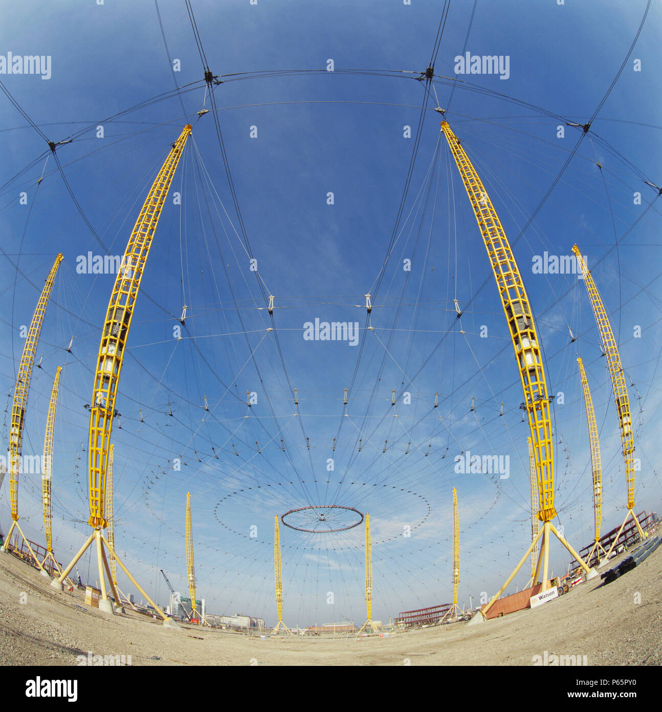 Construction of Millennium Dome roof, Greenwich, London, UK Stock Photo ...