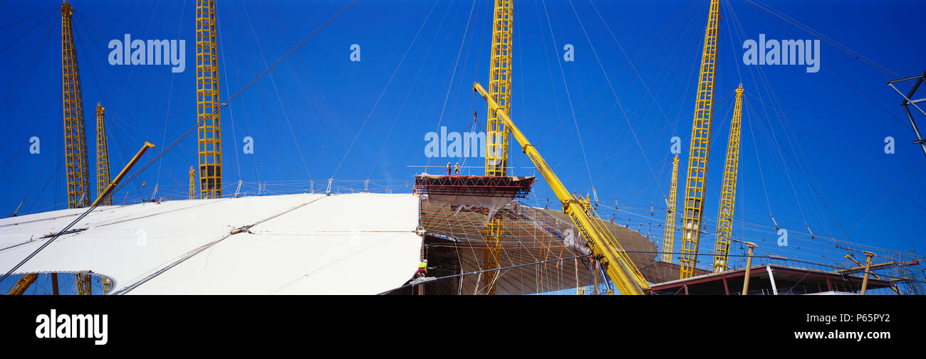 Construction of Millennium Dome roof, Greenwich, London, UK Stock Photo ...