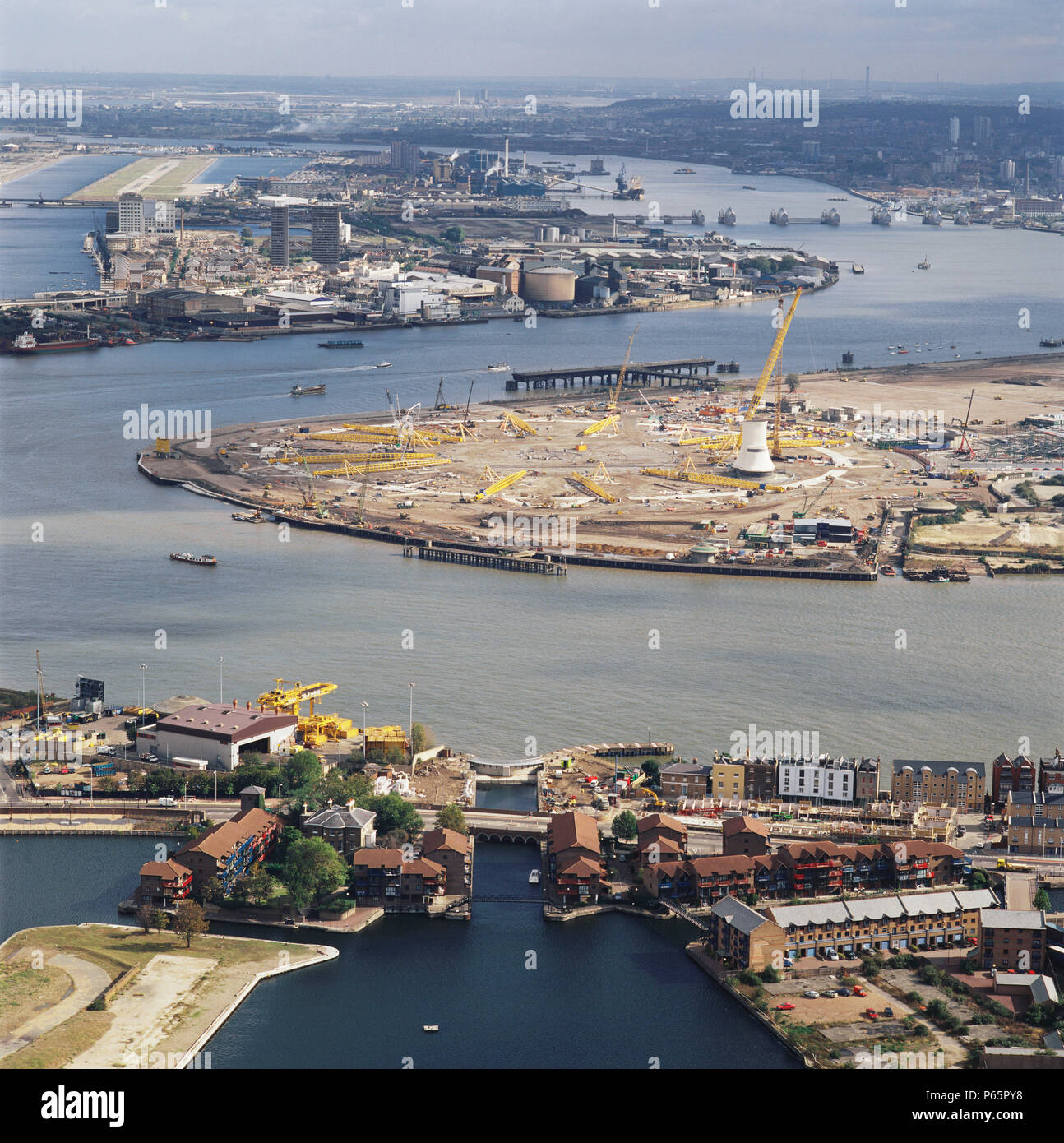 Millennium Dome construction site, Greenwich, London, UK, aerial view ...