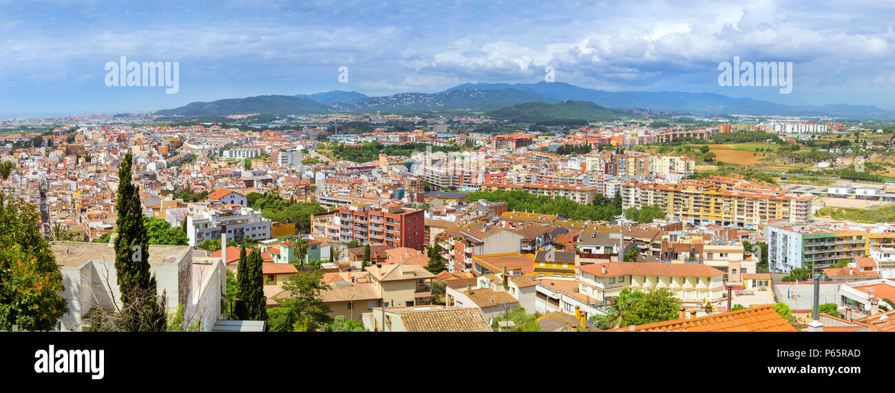 Architecture of Spanish beach resort Blanes in summertime. Sunny ...