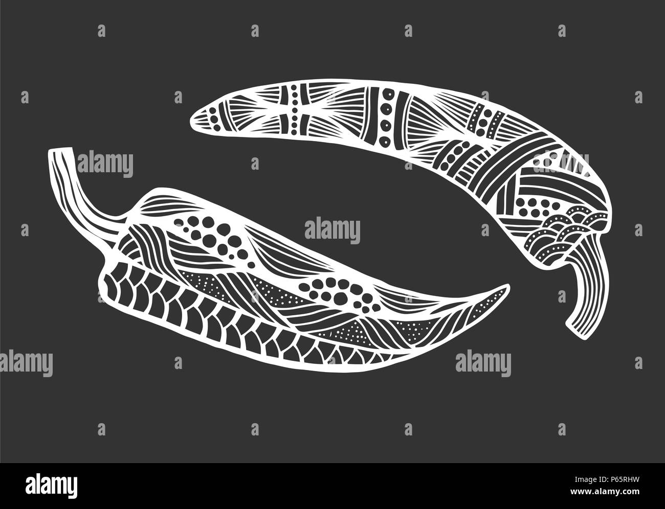 pepper zentangl style doodle drawing, coloring for adults, flower ...