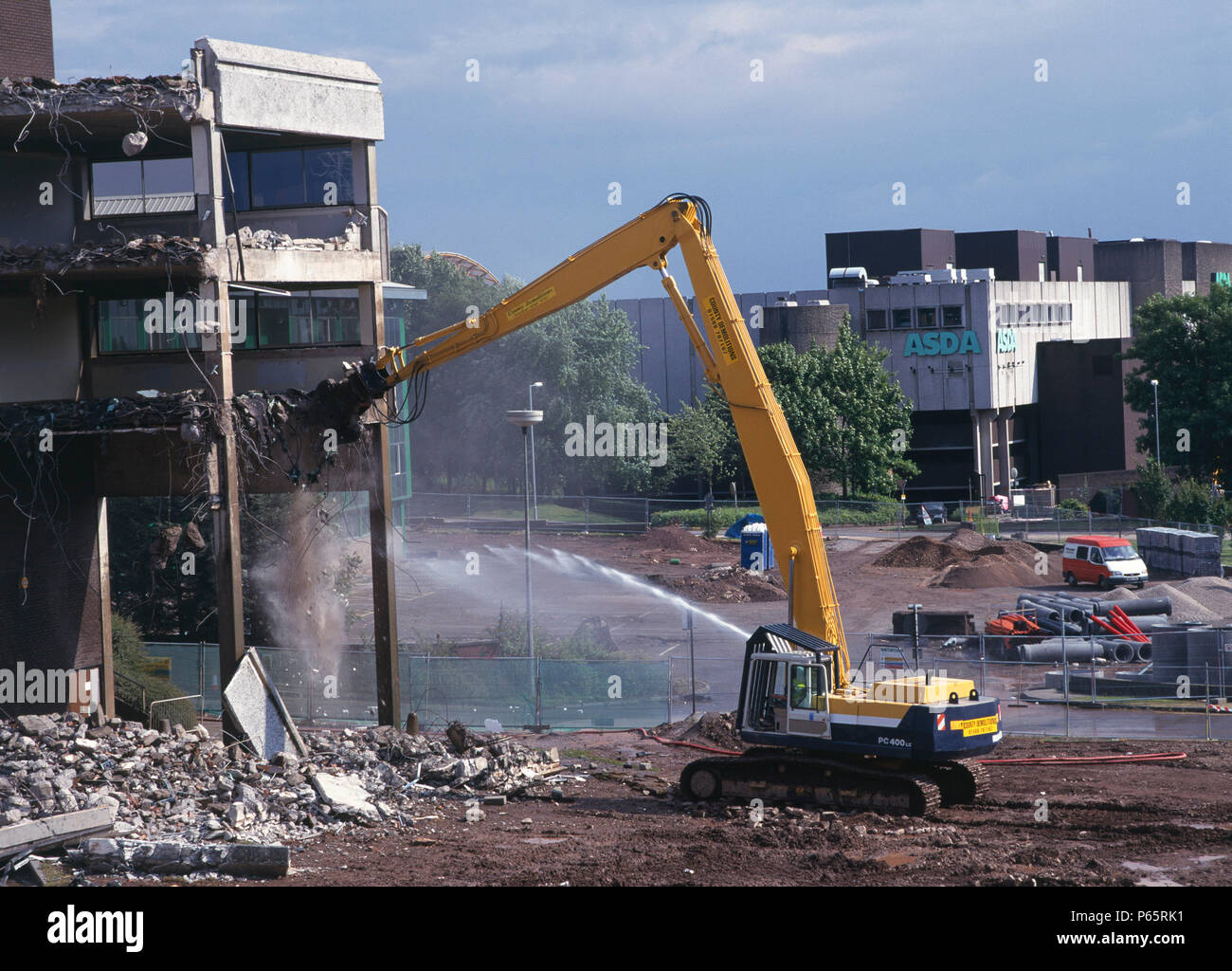 Demolition of reinforced concrete frame buildings in Cwmbran for ...
