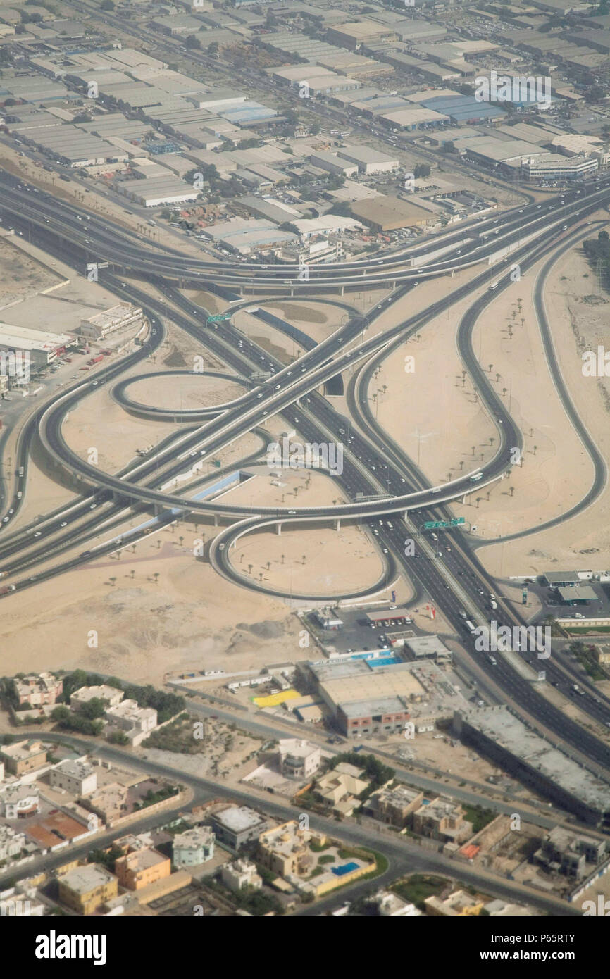 Motorway interchange, Doha, Qatar, aerial view Stock Photo - Alamy
