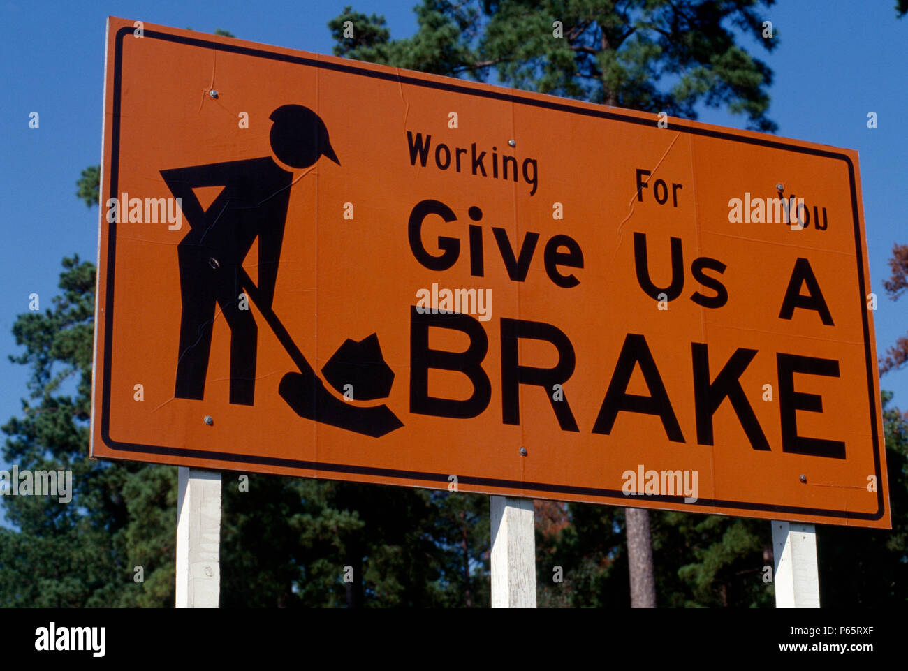 Reflective safety sign for highway workers. USA Stock Photo - Alamy