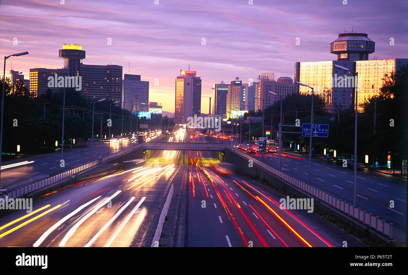 Dusk night view at the third ring road of Beijing, China Stock Photo ...