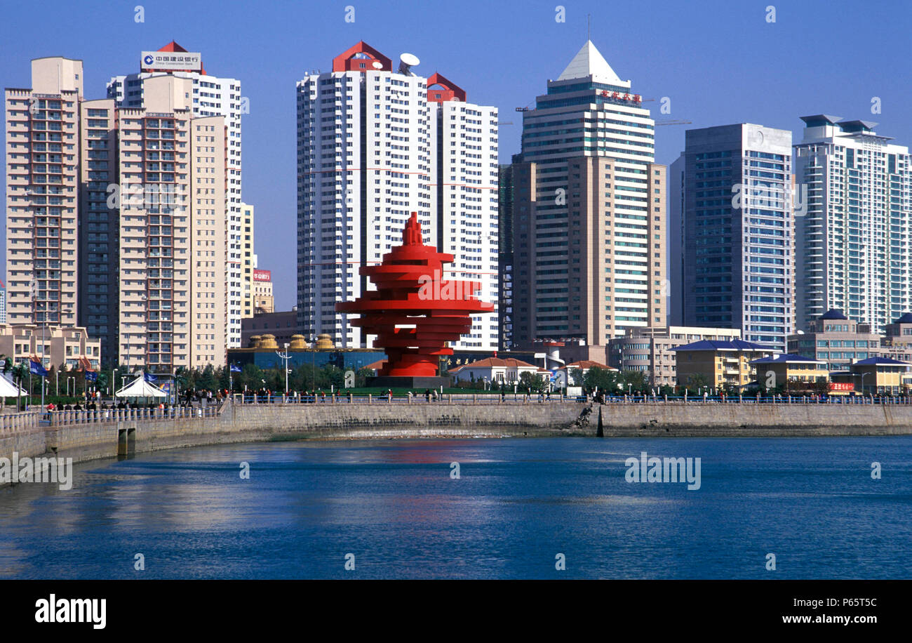 May the 4th' Square and buildings in Qingdao, China, 2002 Stock Photo ...