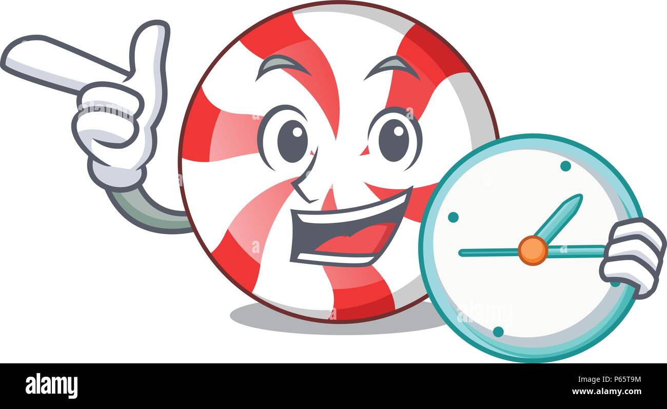 With clock peppermint candy character cartoon Stock Vector Image & Art ...