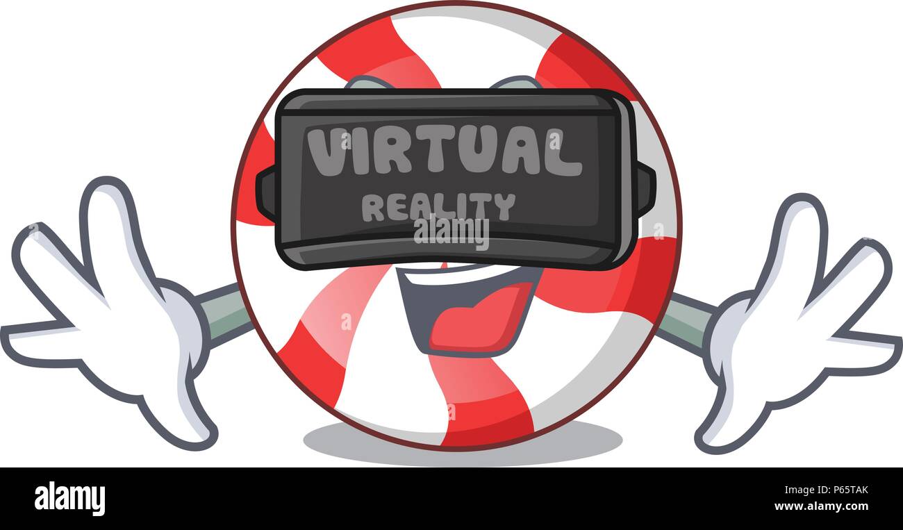Virtual reality peppermint candy mascot cartoon Stock Vector Image ...