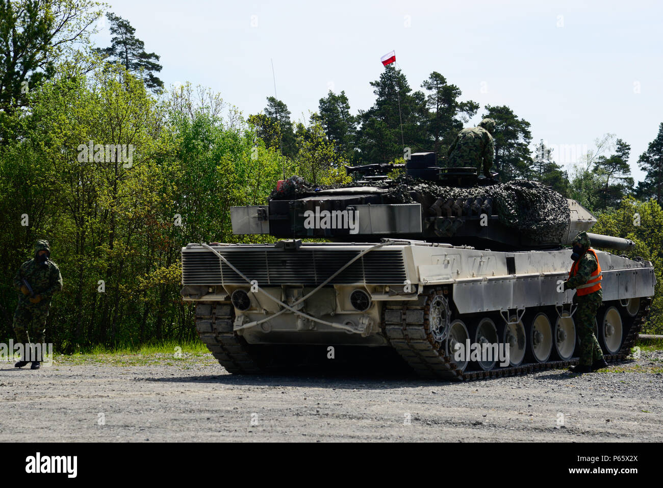 Polish soldiers, assigned to the 34th Armor Cavalry Brigade, conduct ...