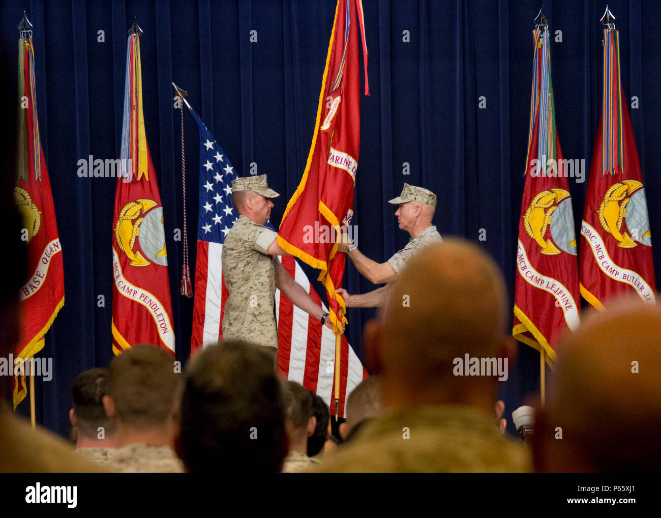 U.S. Marine Corps Sgt. Maj. Anthony Cruz Jr., right, command sergeant ...
