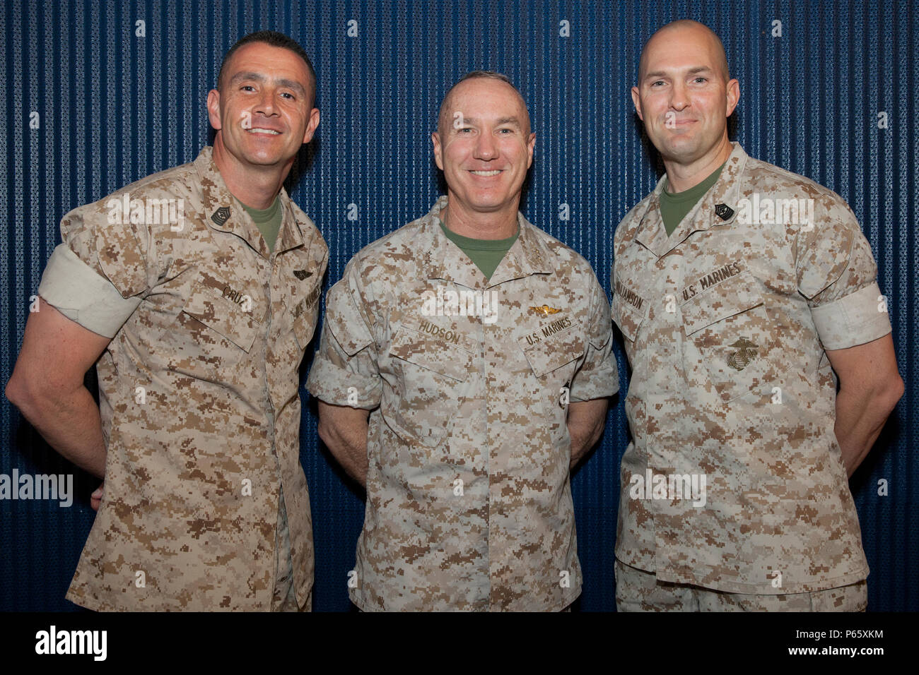 U.S. Marine Corps Sgt. Maj. Anthony Cruz, left, command sergeant major ...