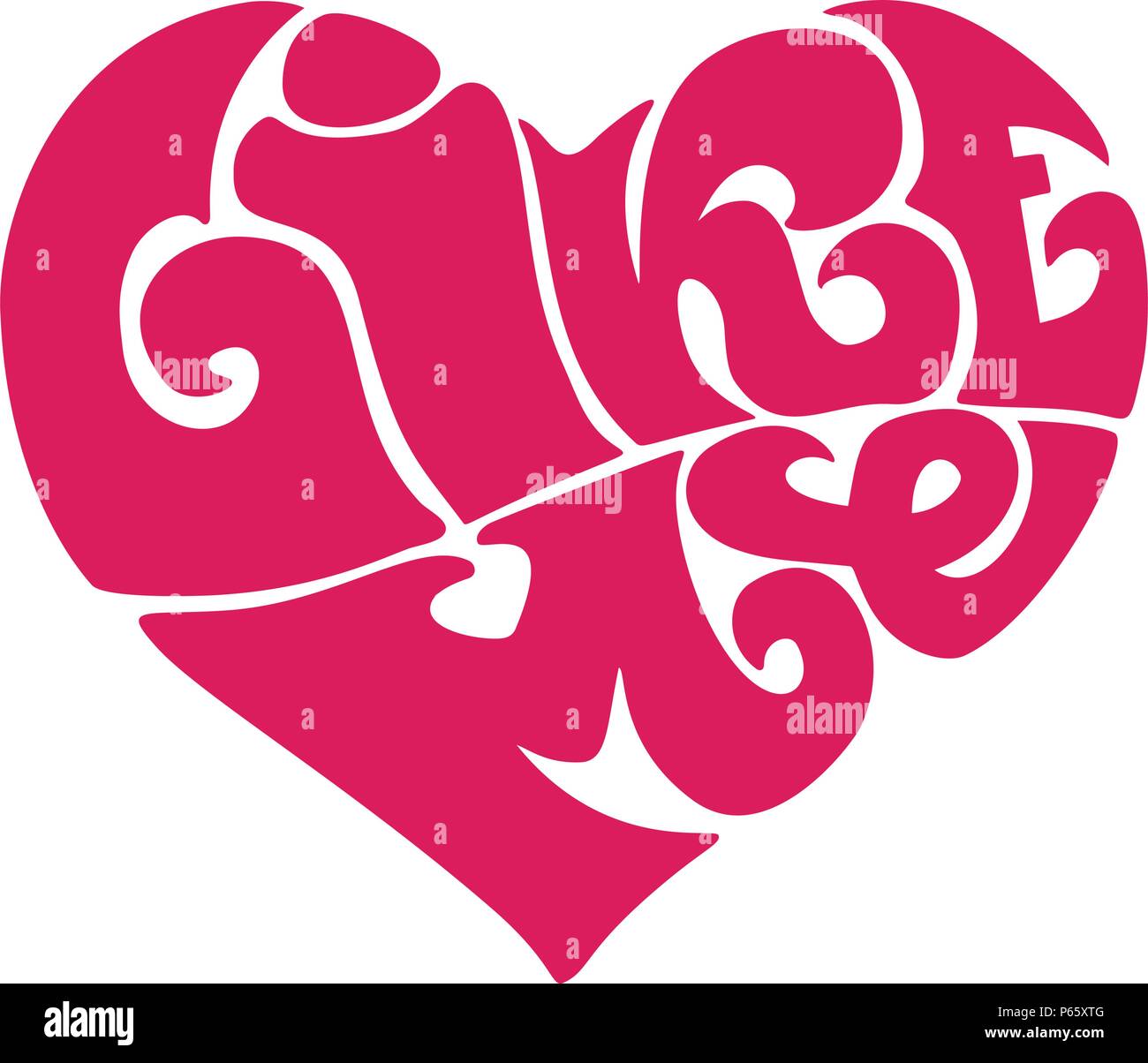 Hand drawn lettering 60-s like me in form heart Stock Vector Image ...