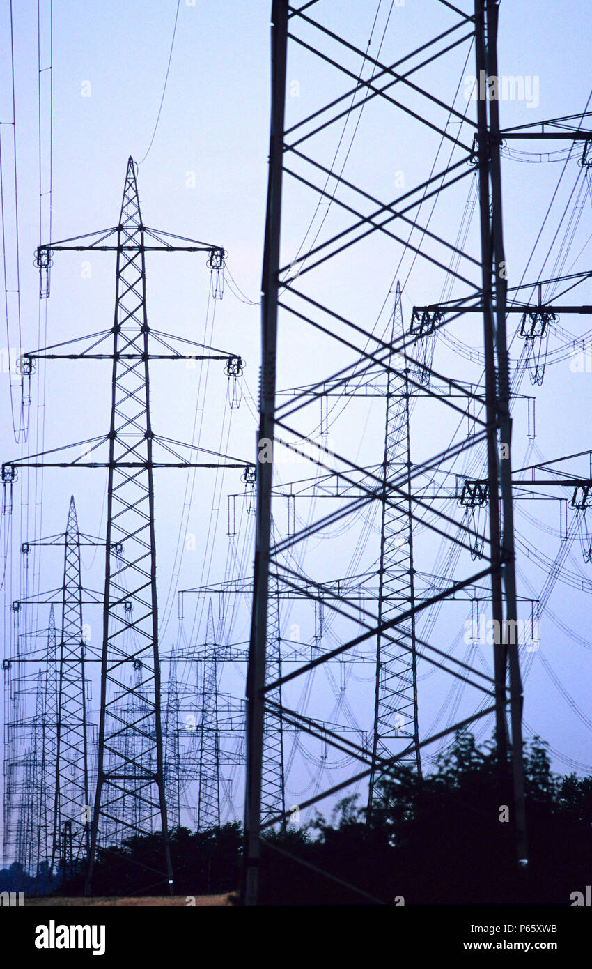 Rows of pylons hi-res stock photography and images - Alamy
