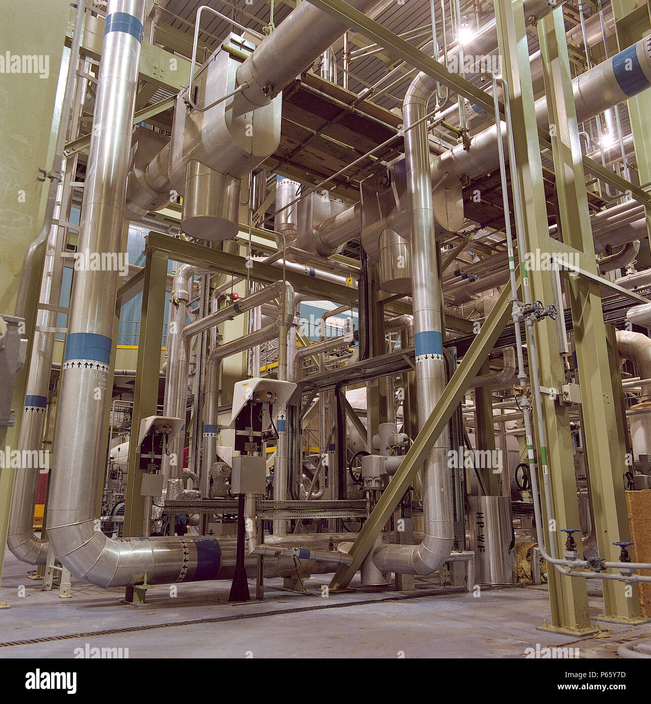 Pipework in the turbine hall of Corby gas-fired power station. United ...