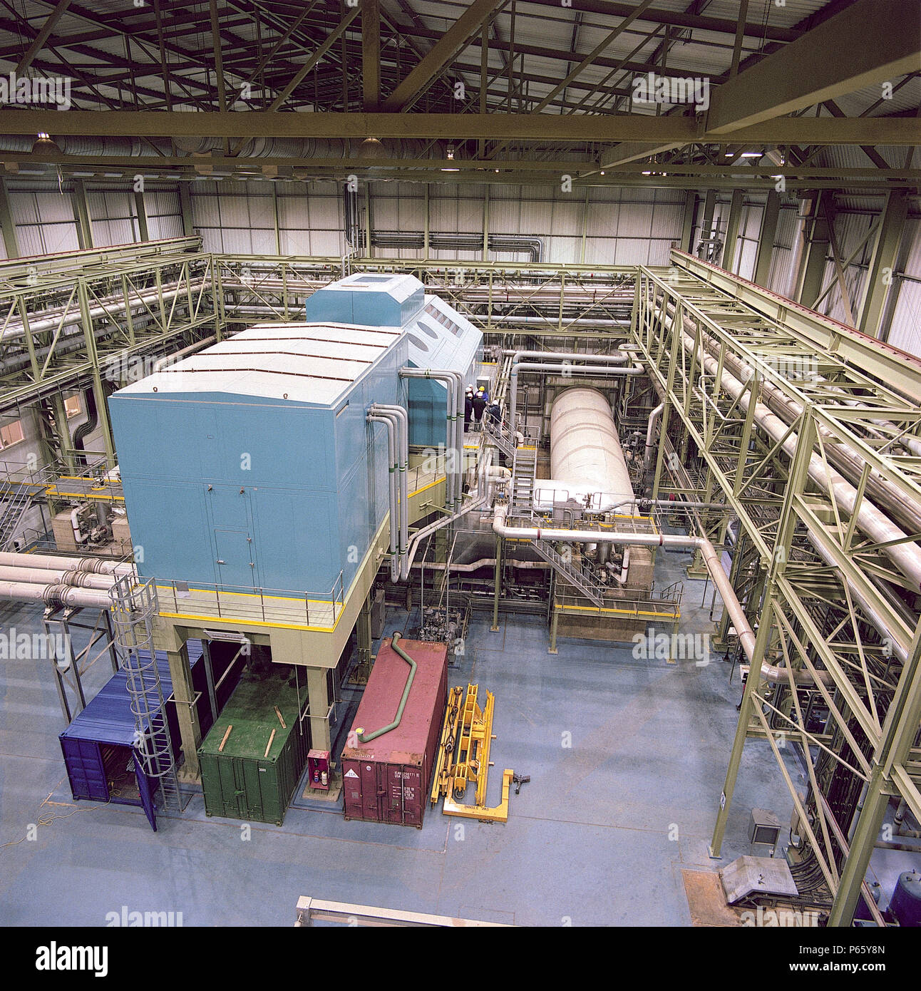 Interior of turbine hall. Corby gas-fired power station. United Kingdom ...