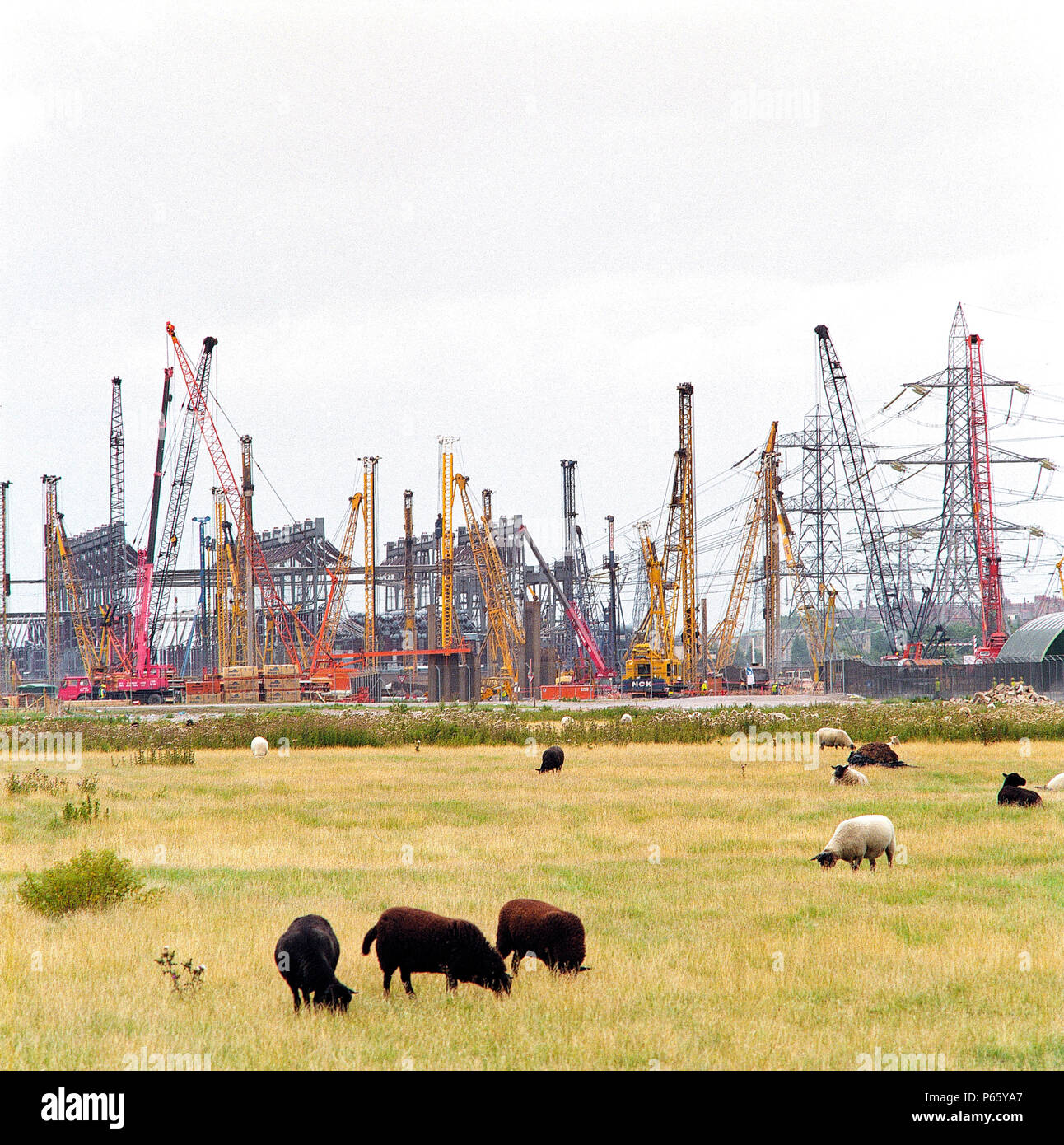 Installation of electrical equipment outside power station Stock Photo ...