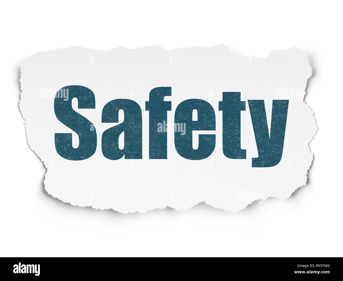 Safety concept: Painted blue text Safety on Torn Paper background with ...